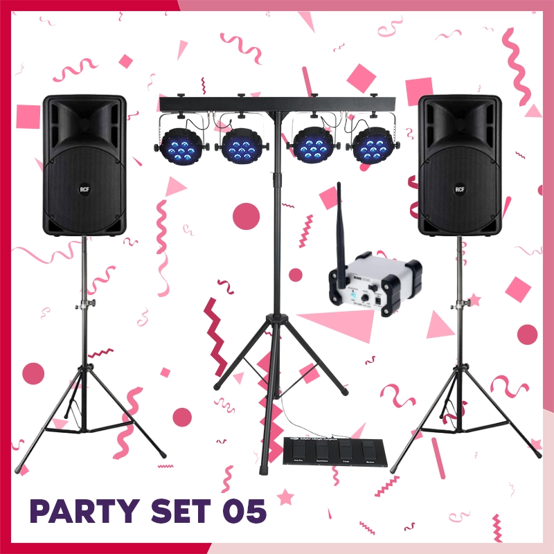 Party Set 05: 2x RCF Top Speaker op statief + 1x LED Fourbar Showtec ...