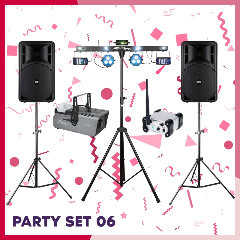 Party Set 06: 2x RCF Top Speaker op statief + 1x Multieffect Fourbar ...