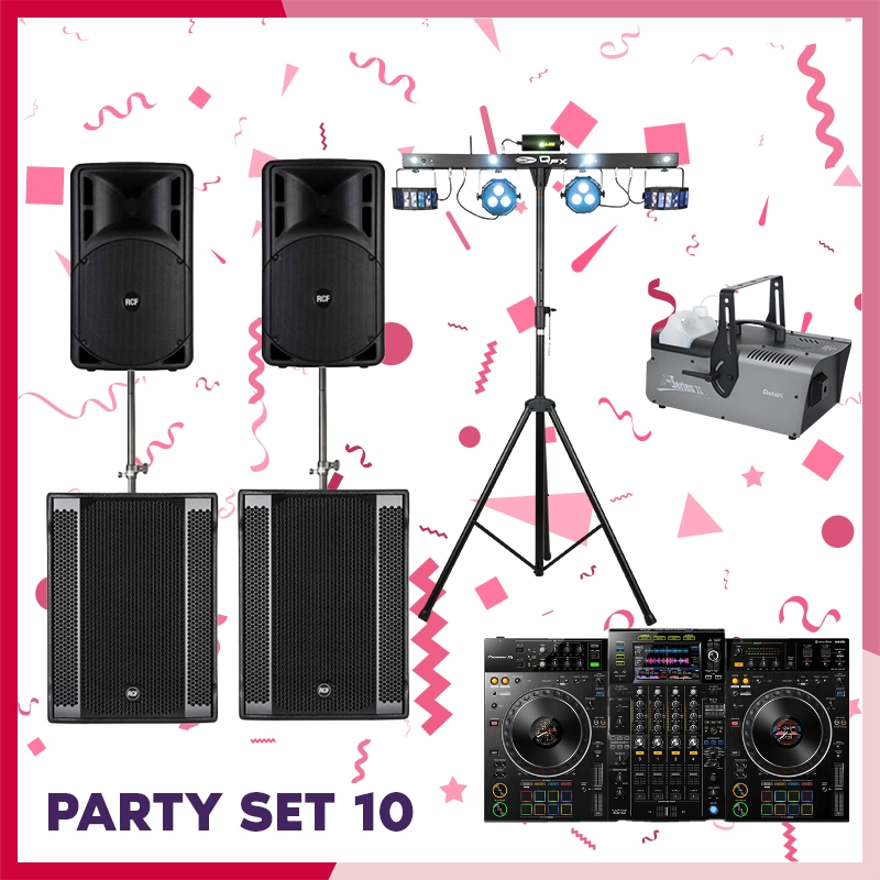 Party Set 10: 2x RCF Top Speaker + 2x RCF Subwoofer + 1x Pioneer XDJ ...