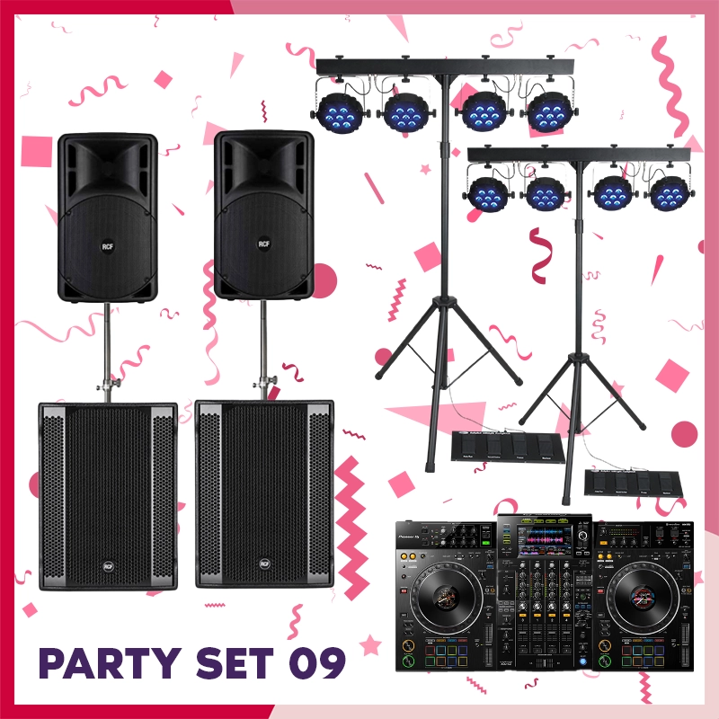 Party Set 05: 2x RCF Top Speaker op statief + 1x LED Fourbar Showtec ...